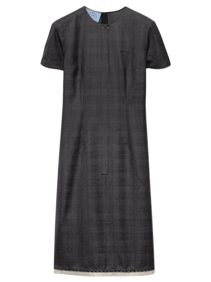 PRADA Prada Checked Wool Sheath Dress